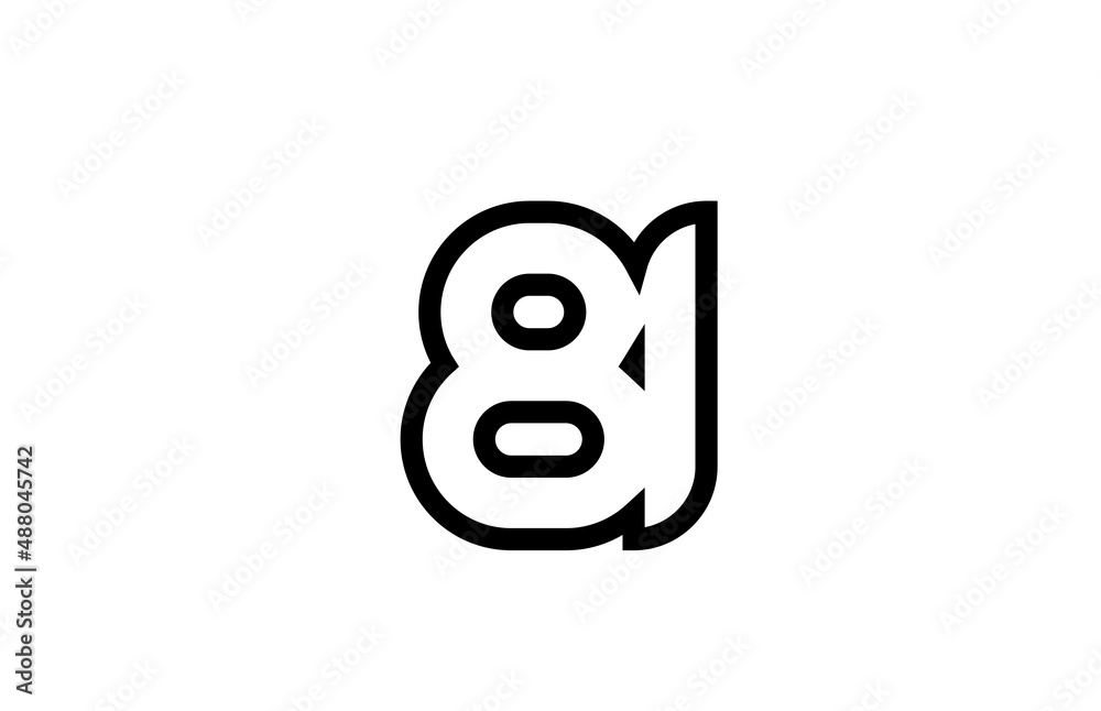 black and white line 81 number logo icon design. Creative template for ...