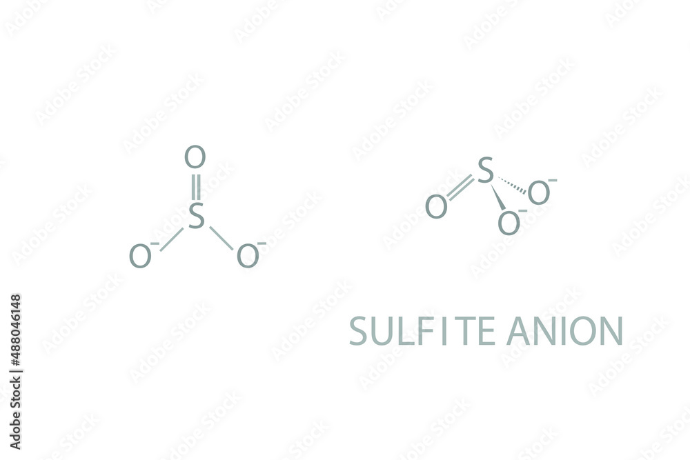 Sulfite anion molecular skeletal chemical formula. Stock Vector | Adobe ...