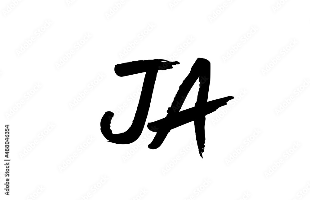 JA alphabet letter logo icon design in black and white. Grunge ...
