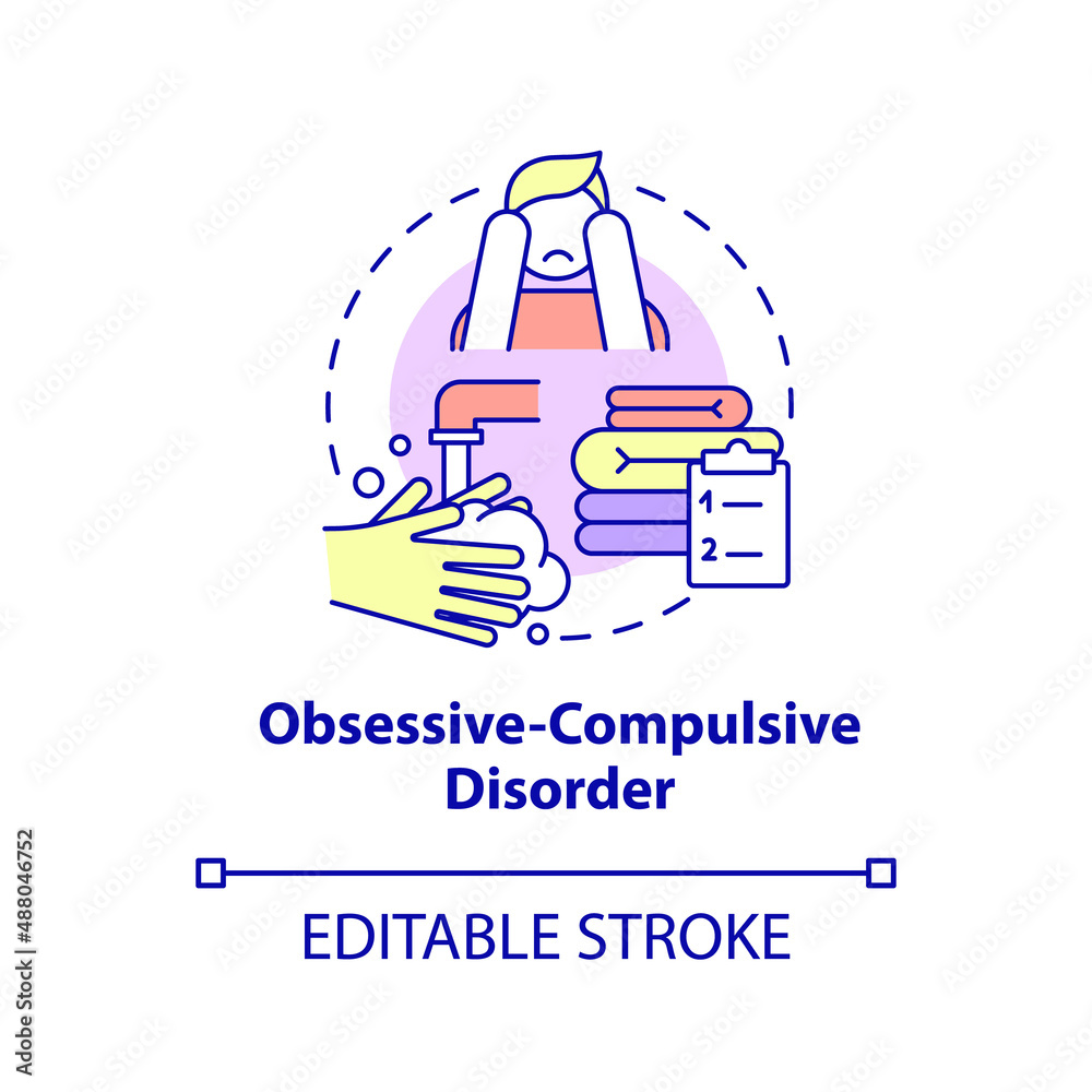 Obsessive-compulsive disorder concept icon. Diagnosing mental illness ...