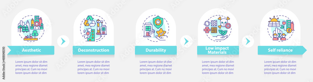 Sustainable city design round infographic template. Urban planning ...