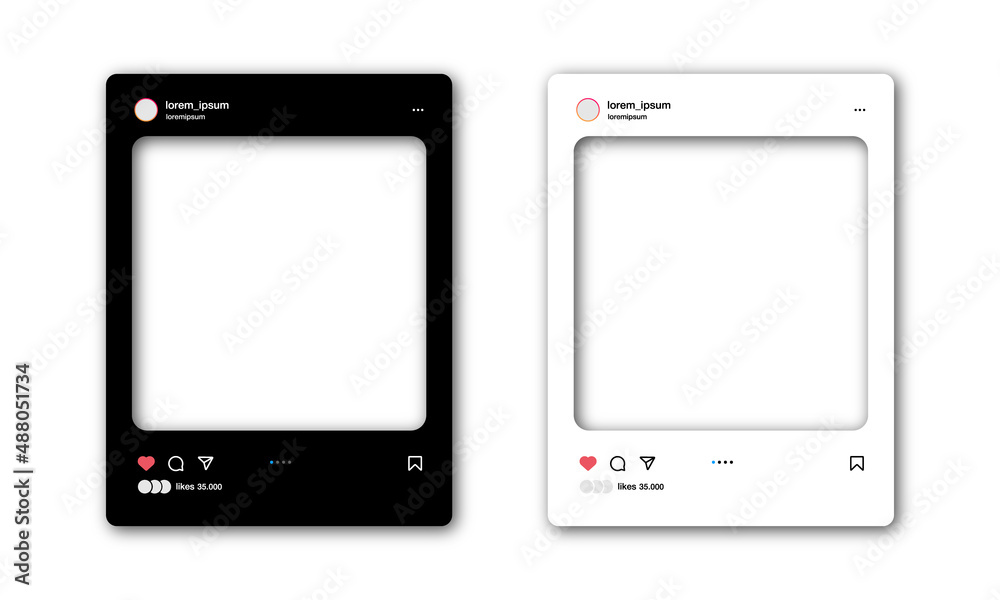 Instagram post template set. Isolated Instagram photo frame on isolated ...