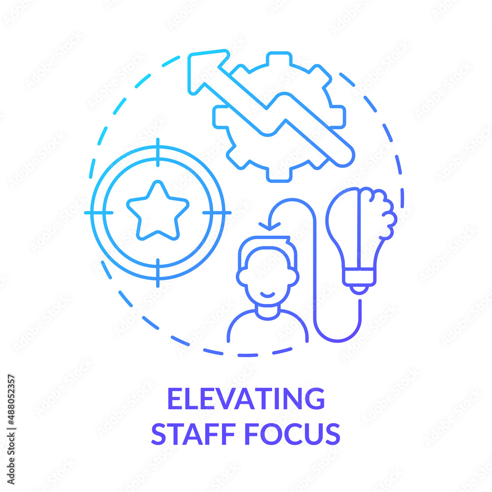 Elevating staff focus blue gradient concept icon. Employee engagement ...