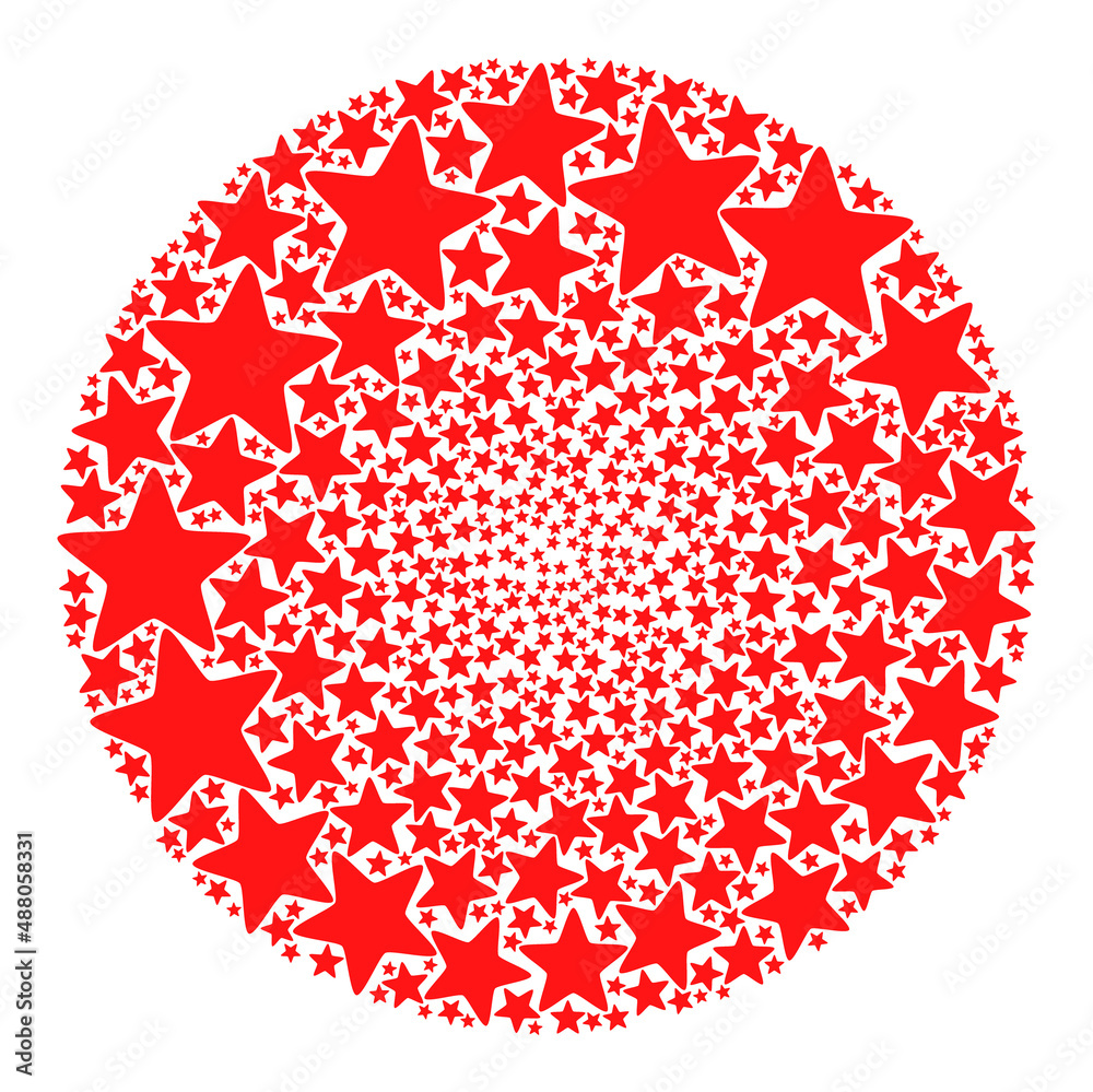 Red star symbols are scattered into bubble group. Red star icon bubble ...