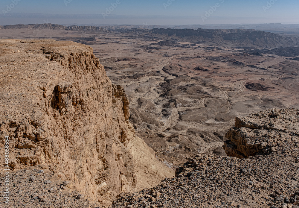 Aerial view of the Ramon Crater as seen from the summit of Mount Ardon ...