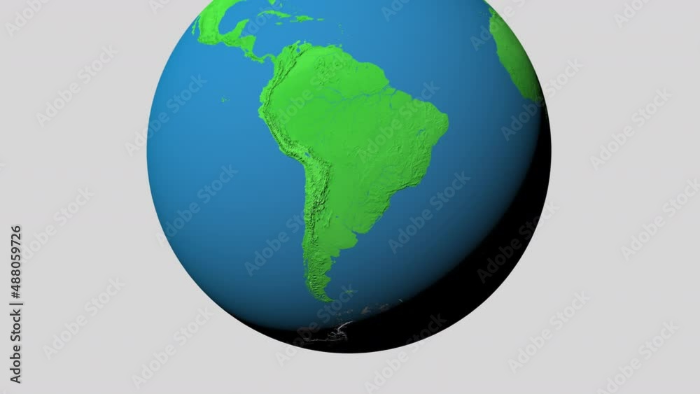 Seamless looping animation of the earth zooming in to the 3d map of ...