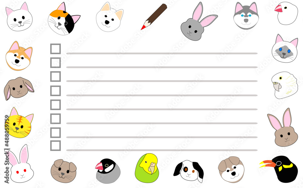To-do list with cats illustrations, a pencil icon, and a frame of ...