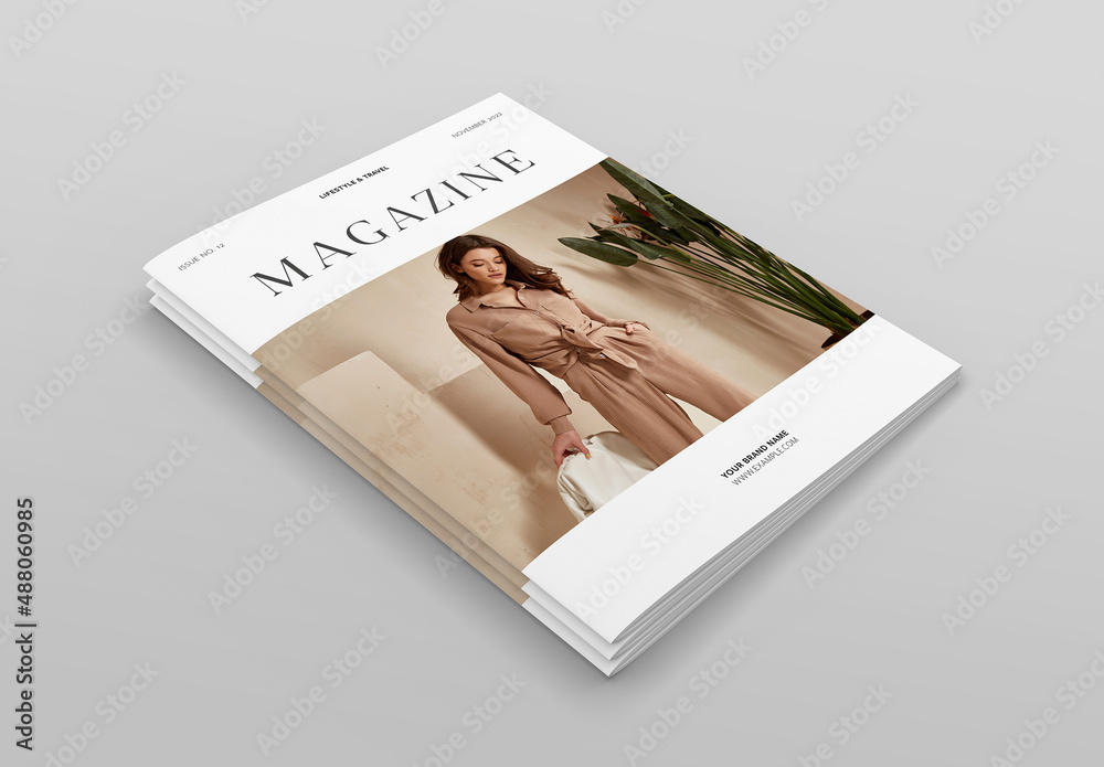 Stack of Magazines Mockup Stock Template | Adobe Stock