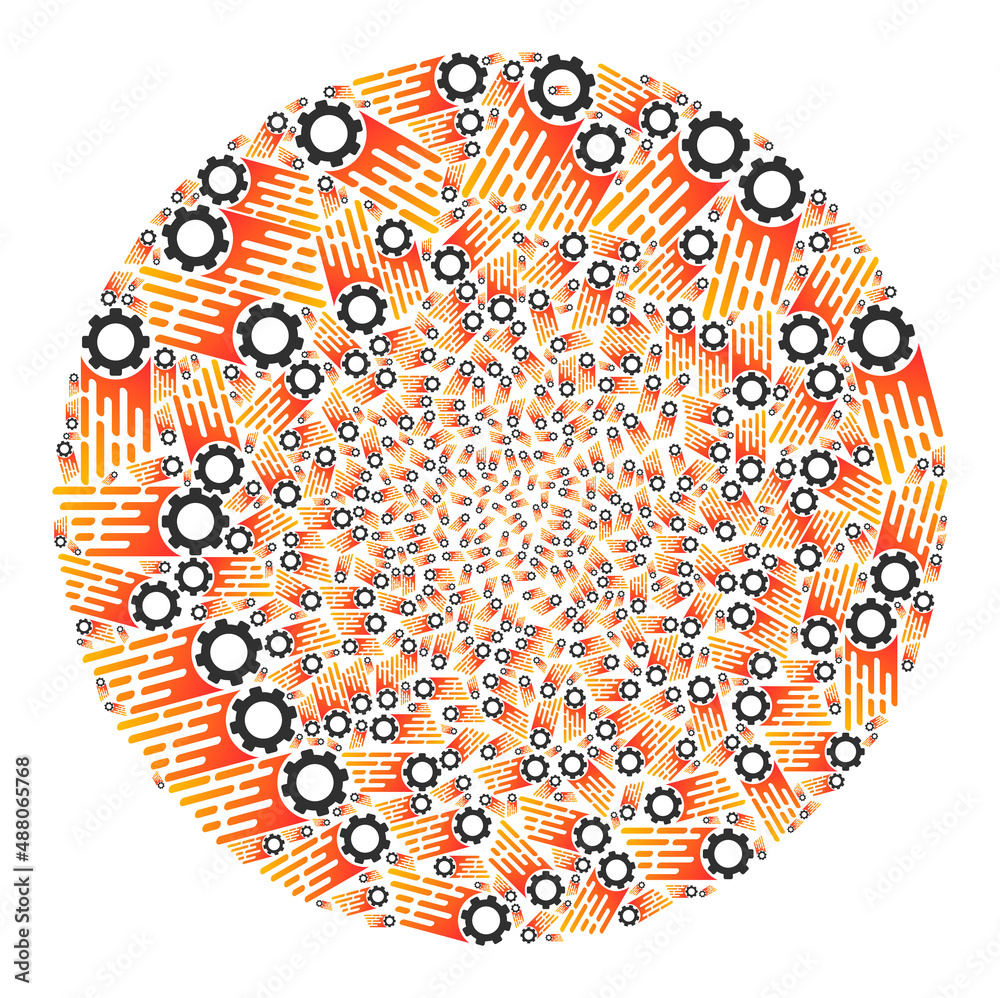 Rush gear symbols are grouped into sphere group. Rush gear icon bubble ...