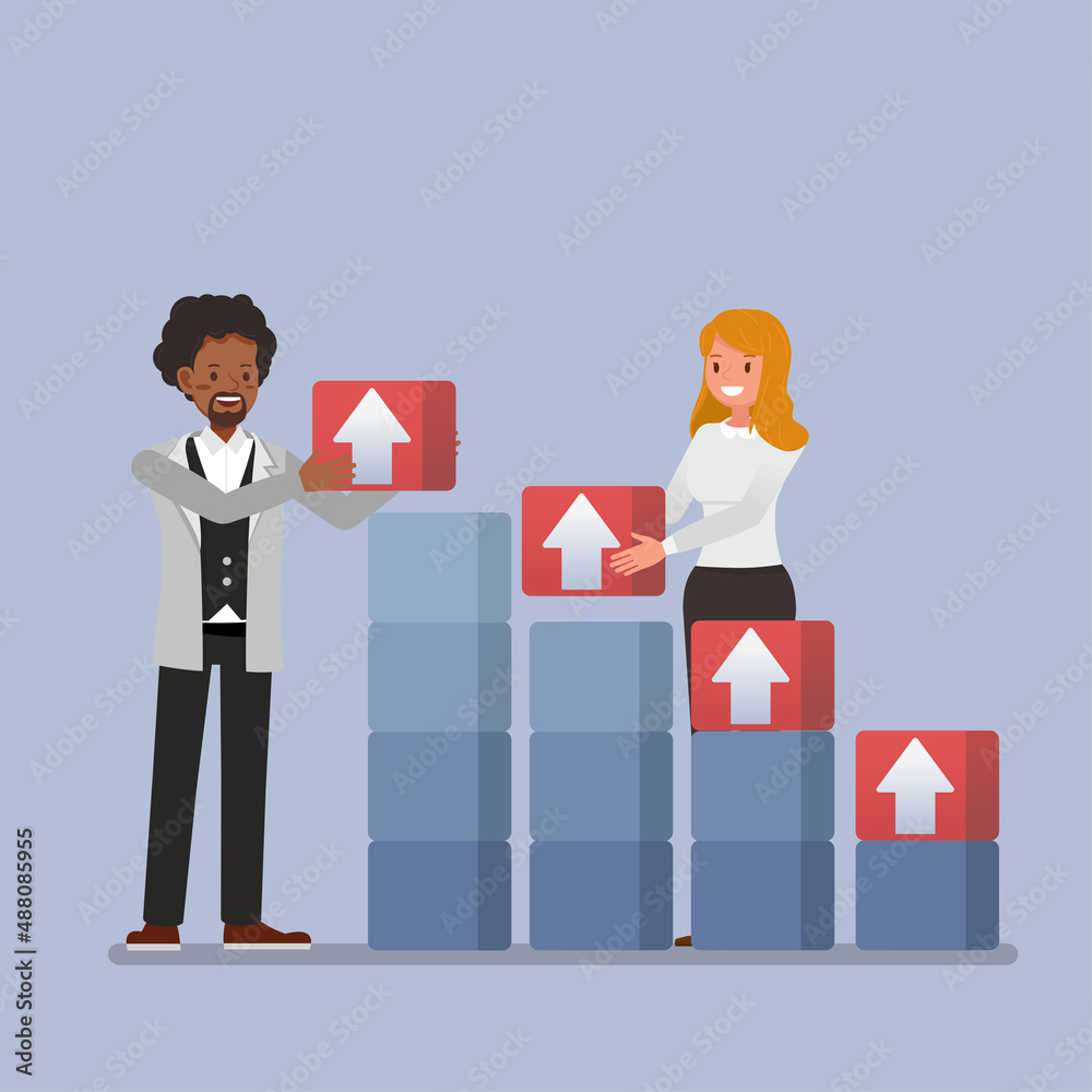 Business people adding value to organize character vector illustration ...