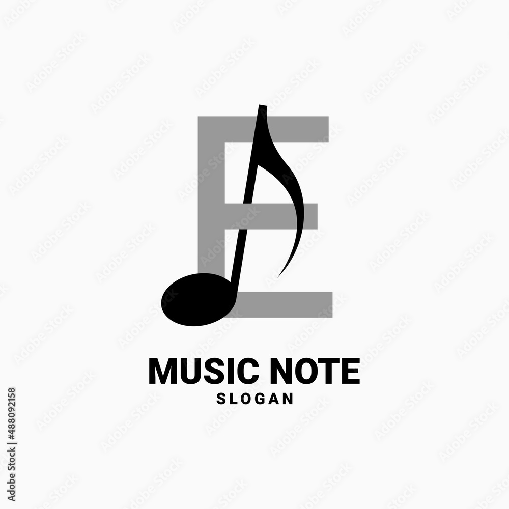 letter E with music note vector logo design Stock Vector | Adobe Stock