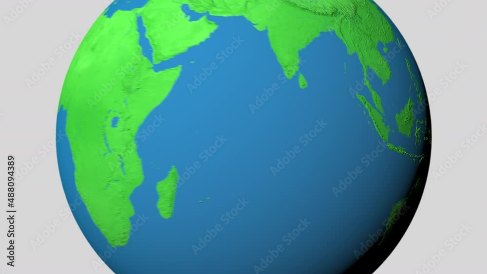 Seamless looping animation of the earth zooming in to the 3d map of ...