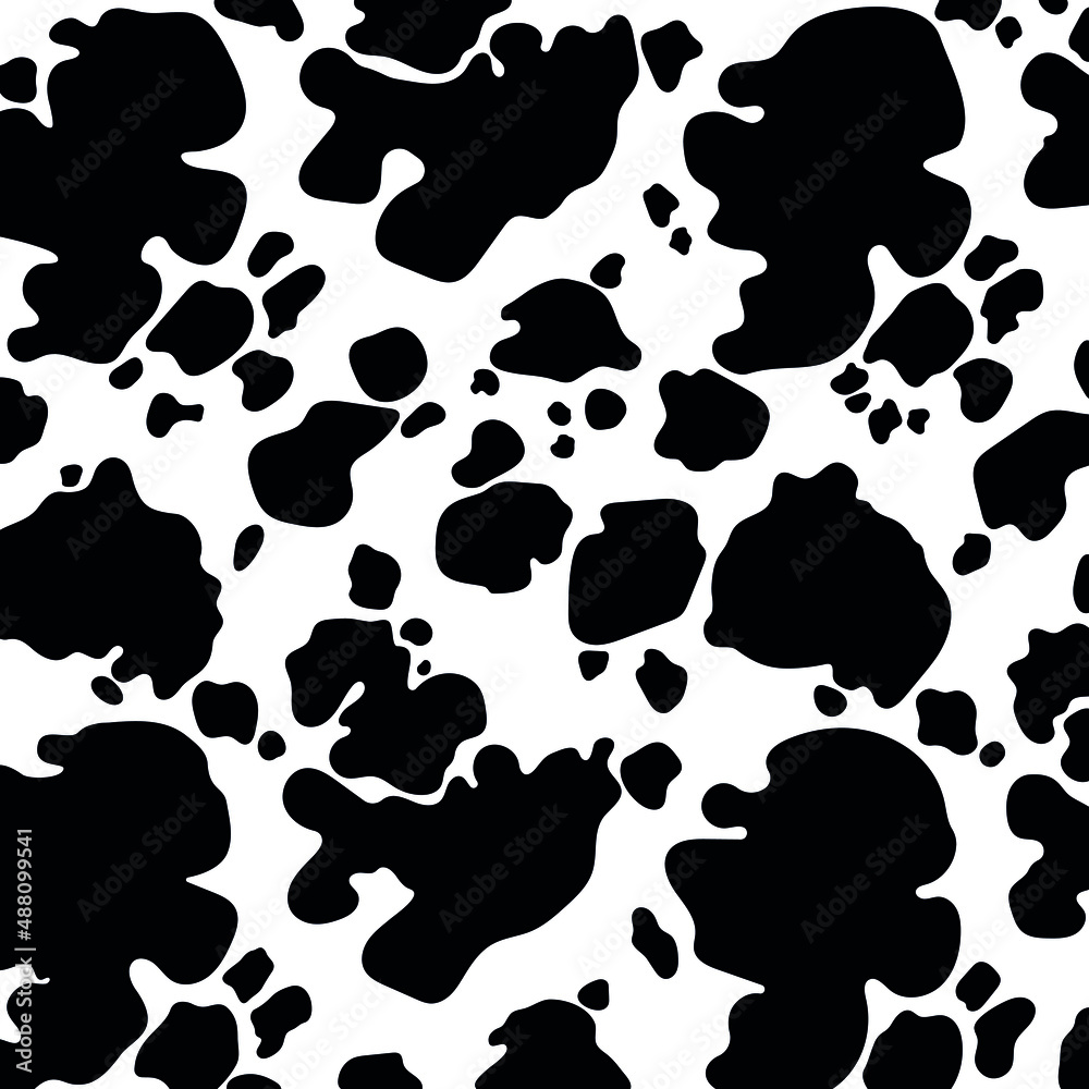 Vector black cow print pattern animal Seamless. Cow skin abstract for ...