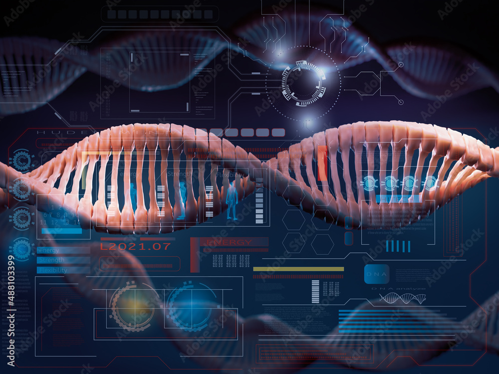 Futuristic science laboratory, abstract DNA structure concept,molecule ...