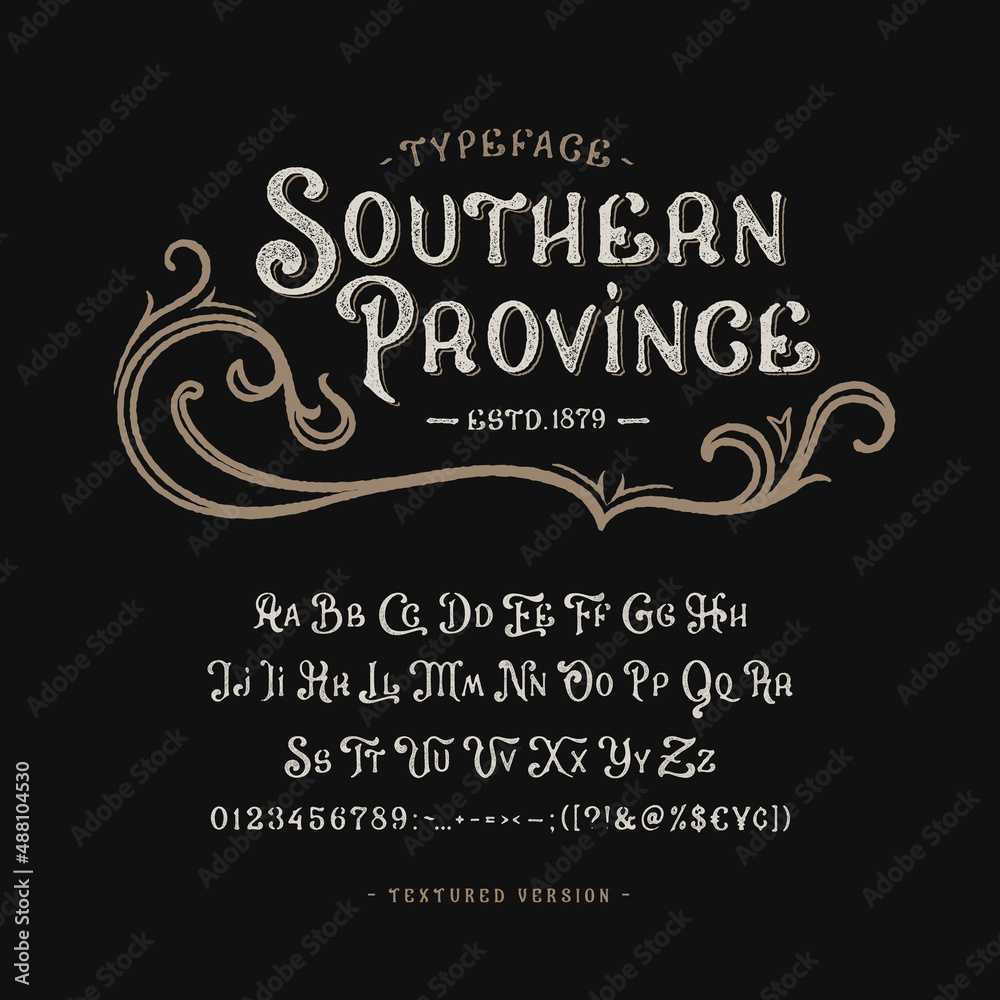 Font Southern Province. Old badge, label, logo Stock Vector | Adobe Stock