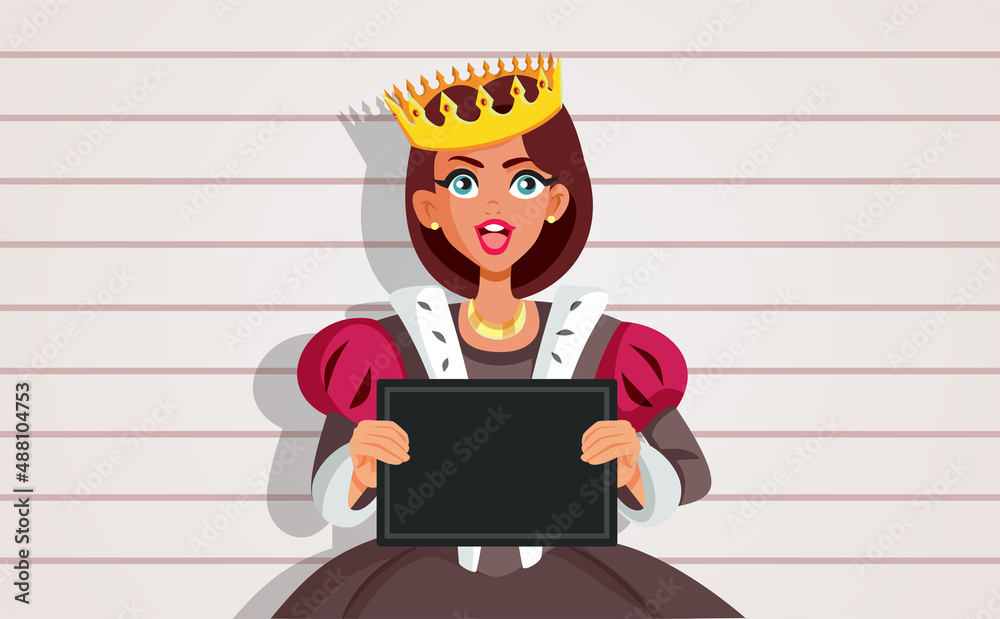 Bad Criminal Princess Mugshot Vector Cartoon Illustration Stock Vector ...
