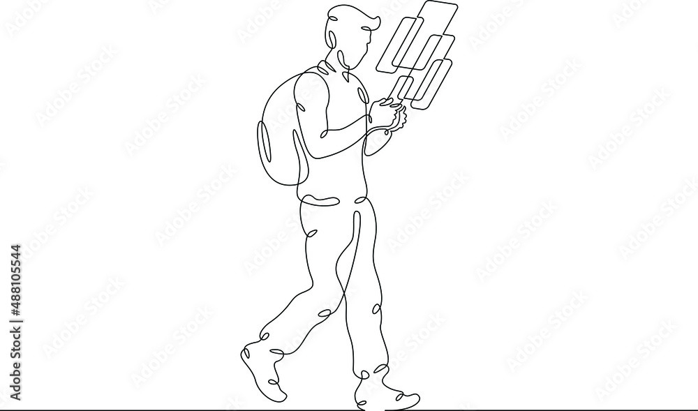 One continuous line.Augmented reality.Multi-screen in the phone ...