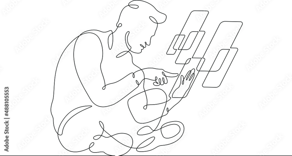 One continuous line.Augmented reality.Multi-screen in the phone ...