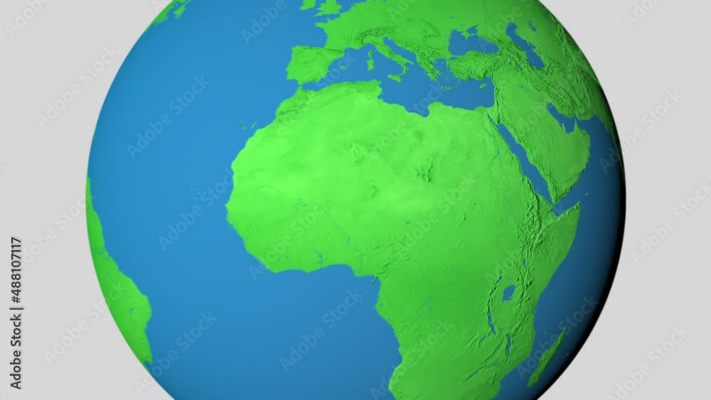 Seamless looping animation of the earth zooming in to the 3d map of ...