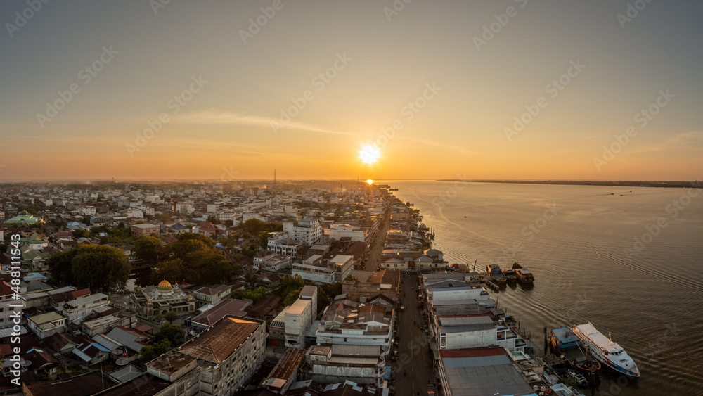 Sunset Moment in Selat Panjang City. This city is capital of Meranti ...