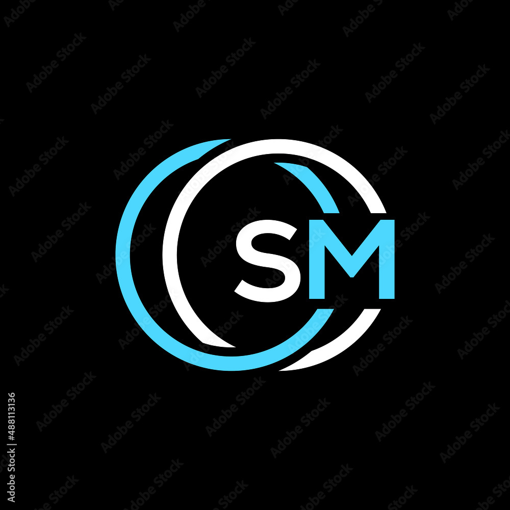 SM logo monogram isolated on circle element design template, SM letter ...