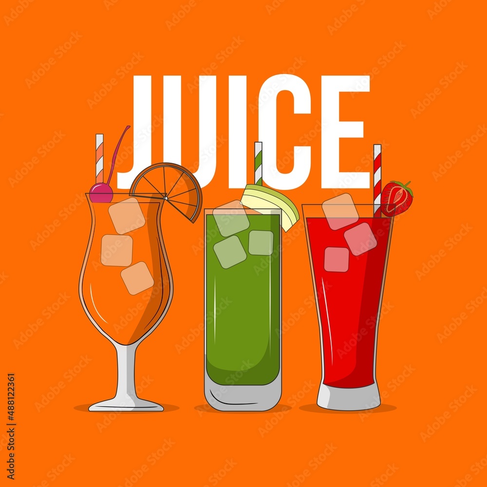 Glass of juice in cartoon vector drawing Stock Vector | Adobe Stock