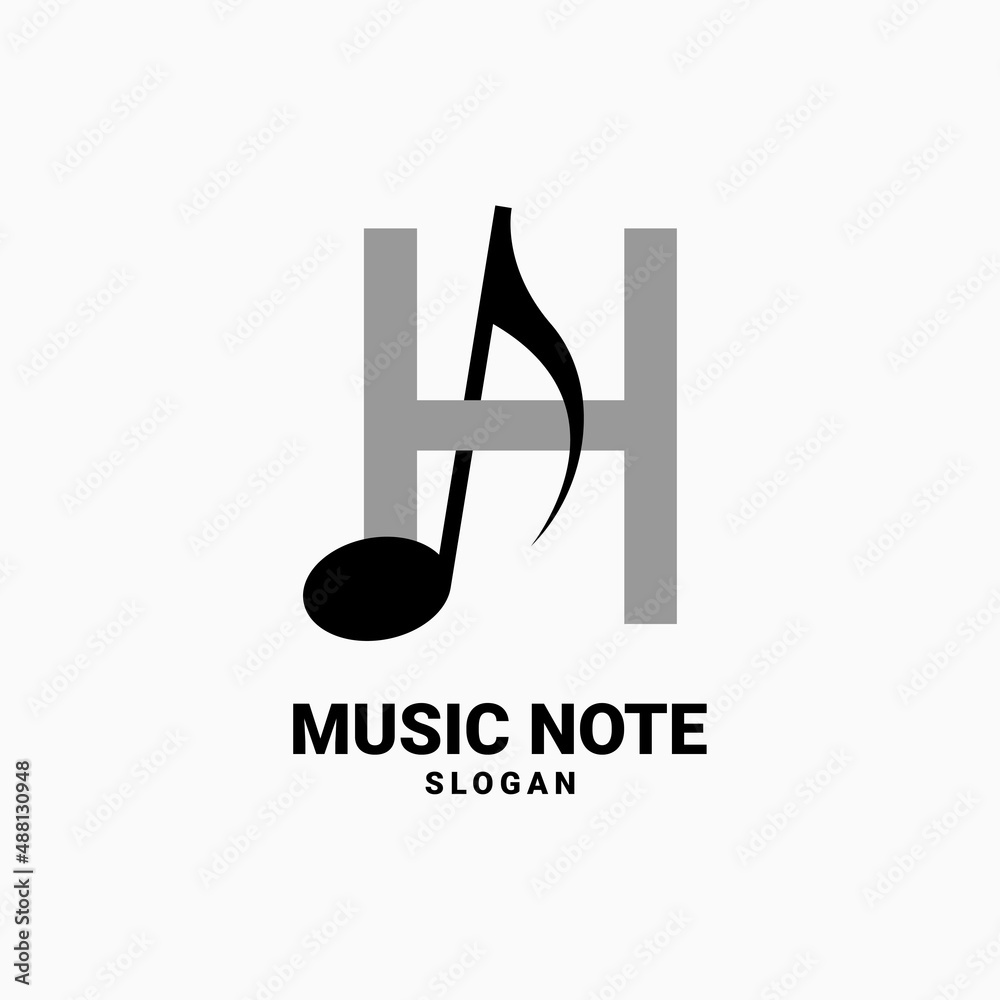 letter H with music note vector logo design Stock Vector | Adobe Stock