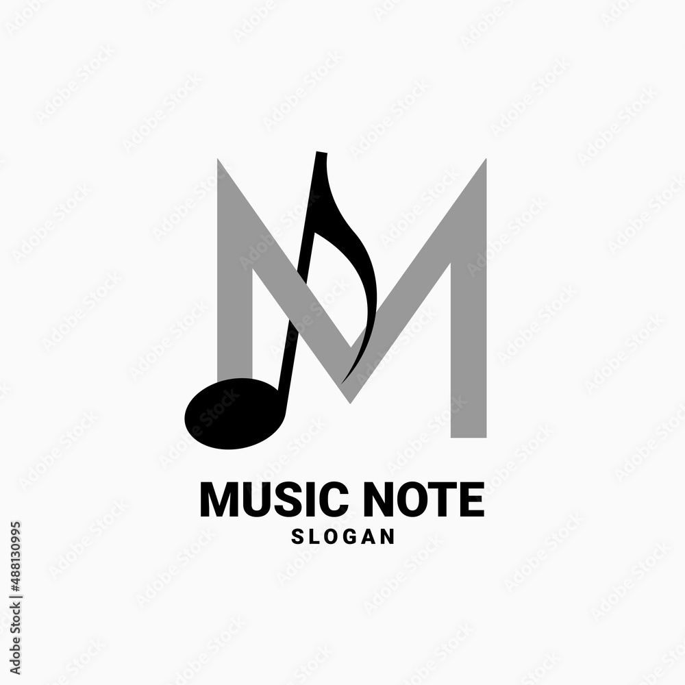 letter M with music note vector logo design Stock Vector | Adobe Stock