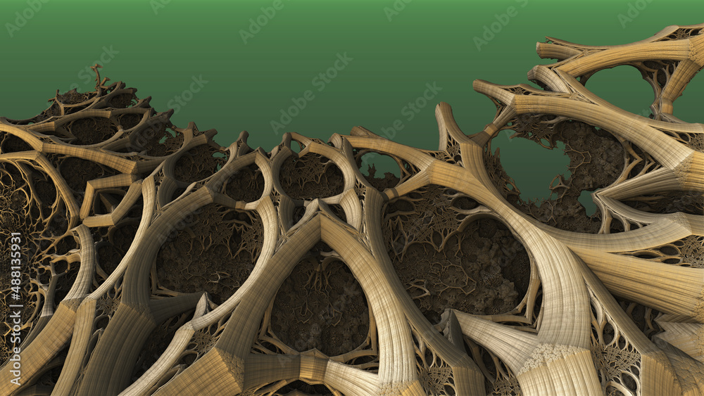 Alien planet render, abstract bacground 3D mysterious organic ...