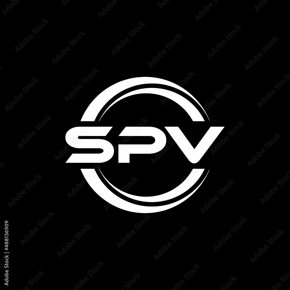 Vecteur Stock SPV letter logo design with black background in ...