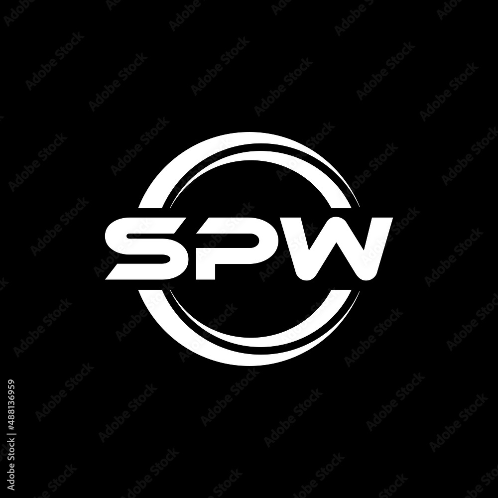 SPW letter logo design with black background in illustrator, vector ...