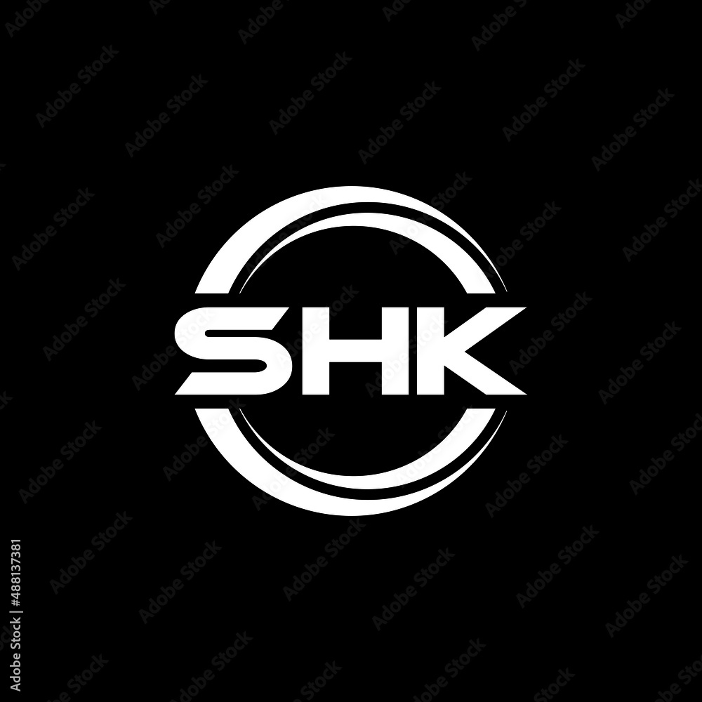SHK letter logo design with black background in illustrator, vector ...