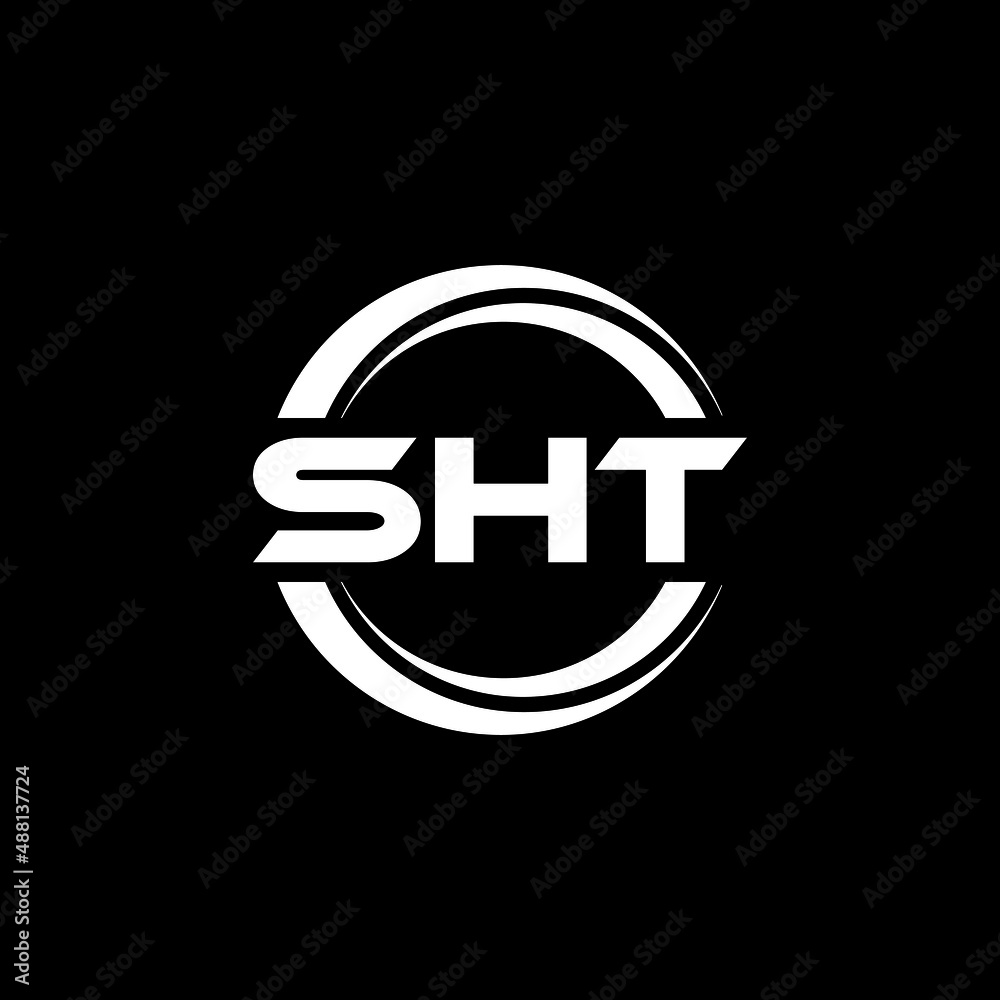 SHT letter logo design with black background in illustrator, vector ...