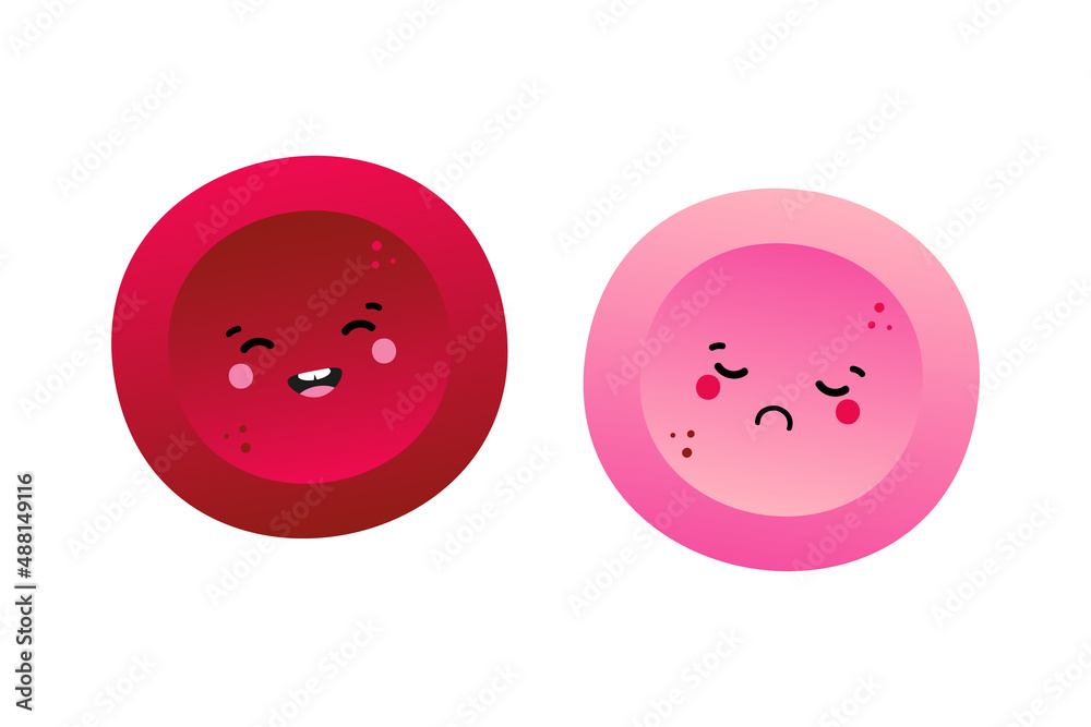 Vektorová grafika „Cute happy and sad red blood cells, erythrocytes ...
