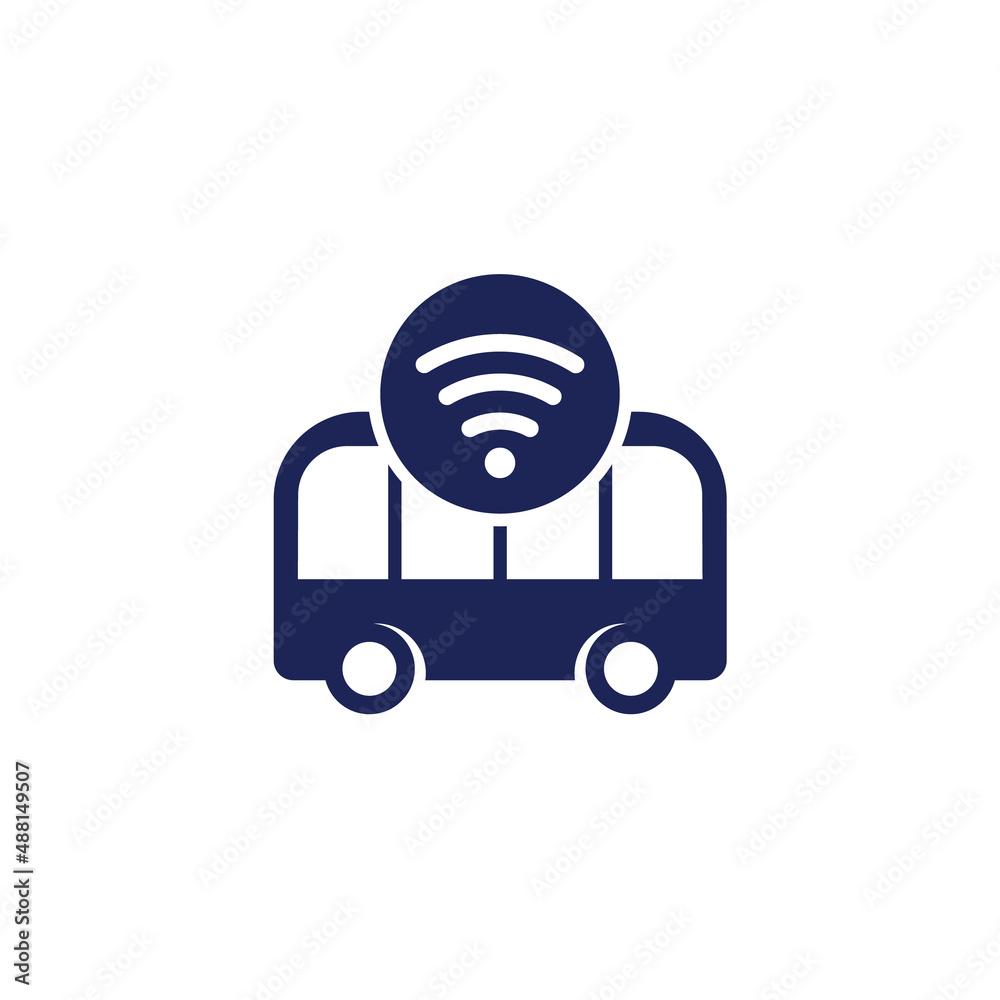 autonomous shuttle bus icon on white Stock Vector | Adobe Stock
