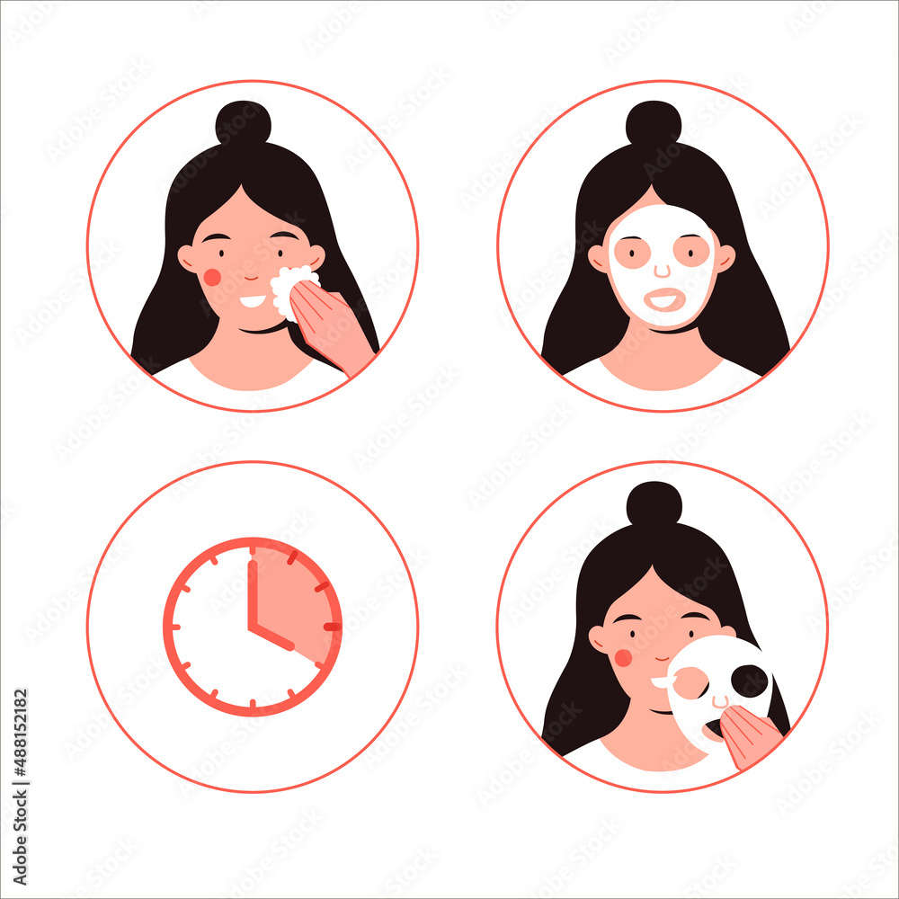 Facial cosmetic mask. How to apply. Skin Care Routine, Hygiene and ...