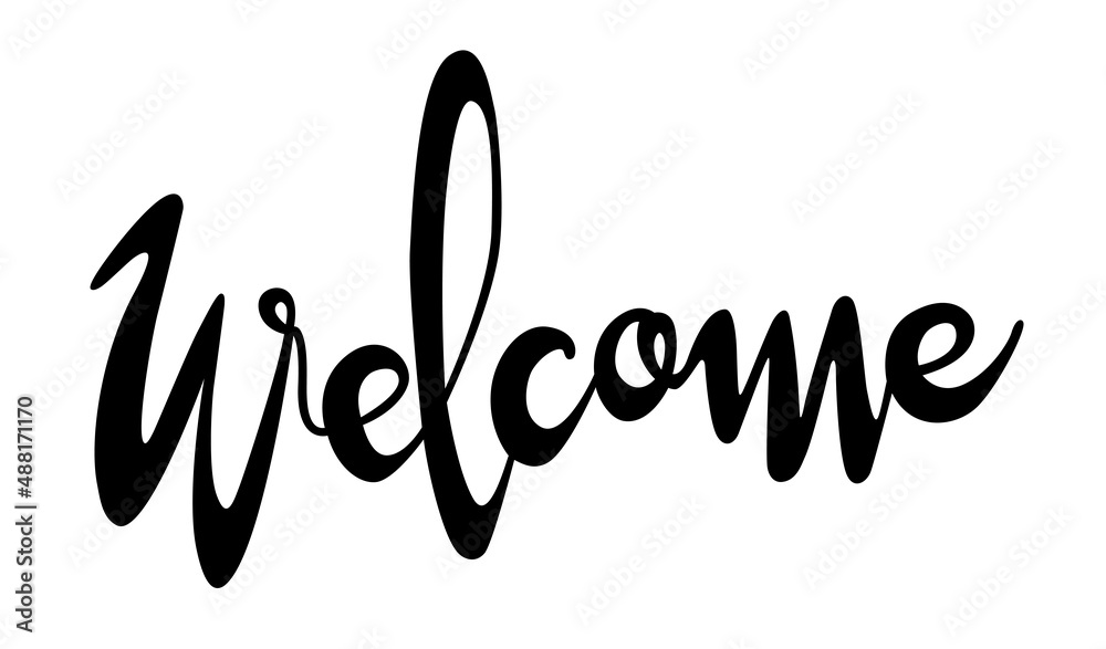 Bienvenido, welcome diseño de texto escrito a mano en negro. Recurso ...