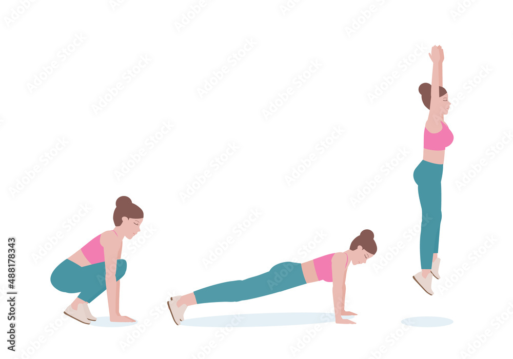 Women doing exercises. woman in a pink shirt and blue Long legs. Step ...