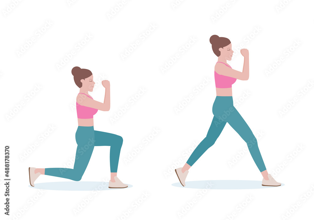 Women doing exercises. Woman in a pink shirt and blue Long legs. Women ...
