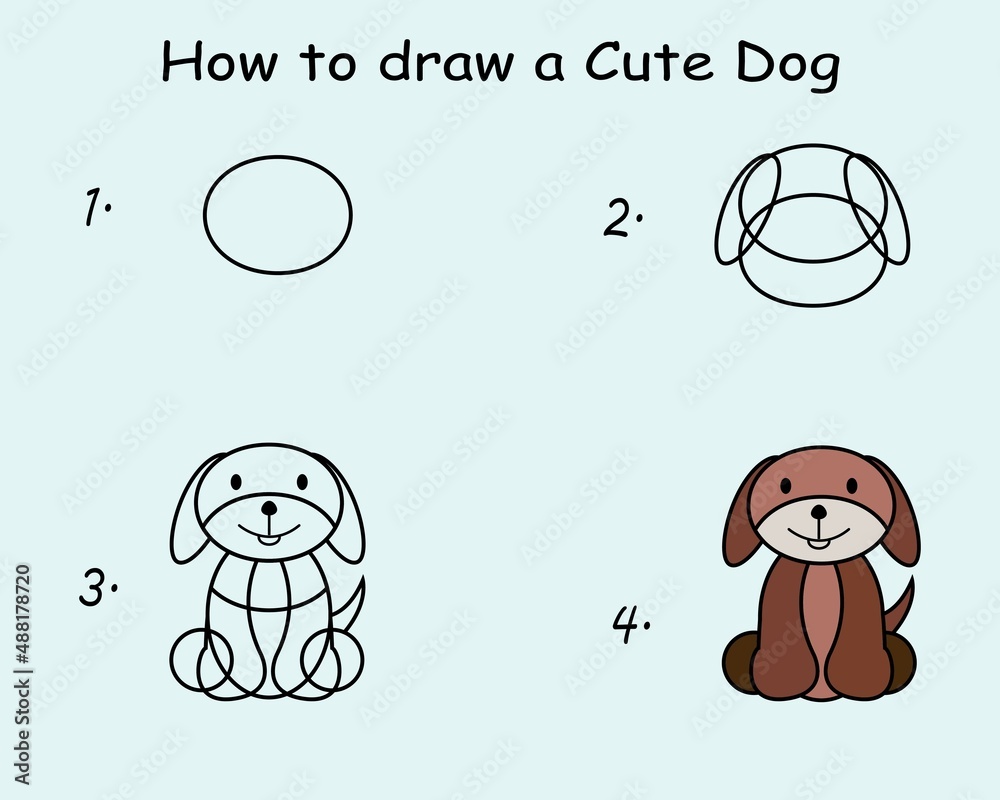 Step by step to draw a Dog. Drawing tutorial a Dog. Drawing lesson for ...