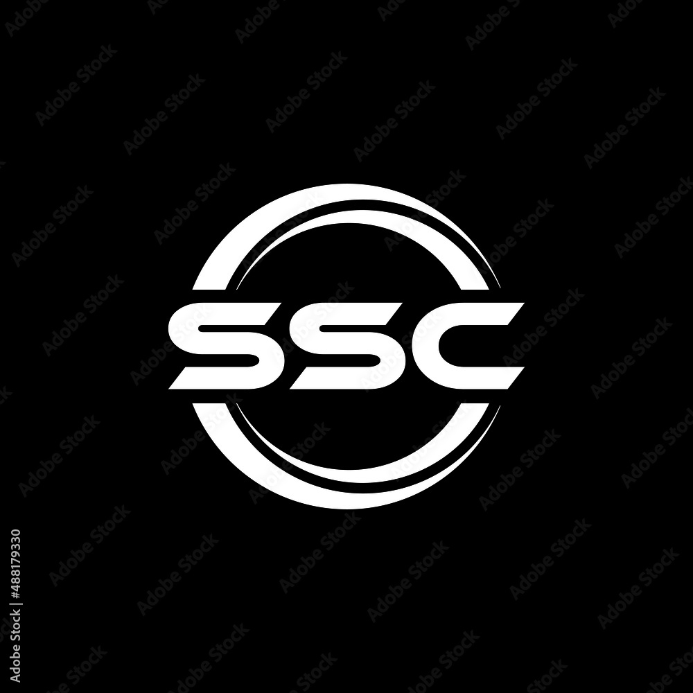 SSC letter logo design with black background in illustrator, vector ...