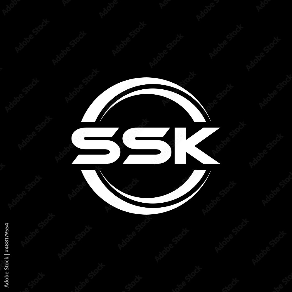 SSK letter logo design with black background in illustrator, vector ...
