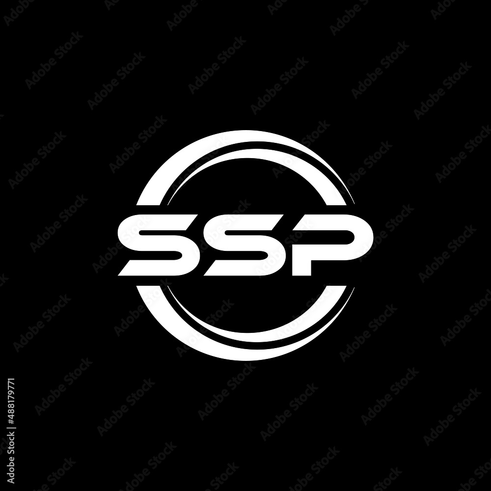 SSP letter logo design with black background in illustrator, vector ...