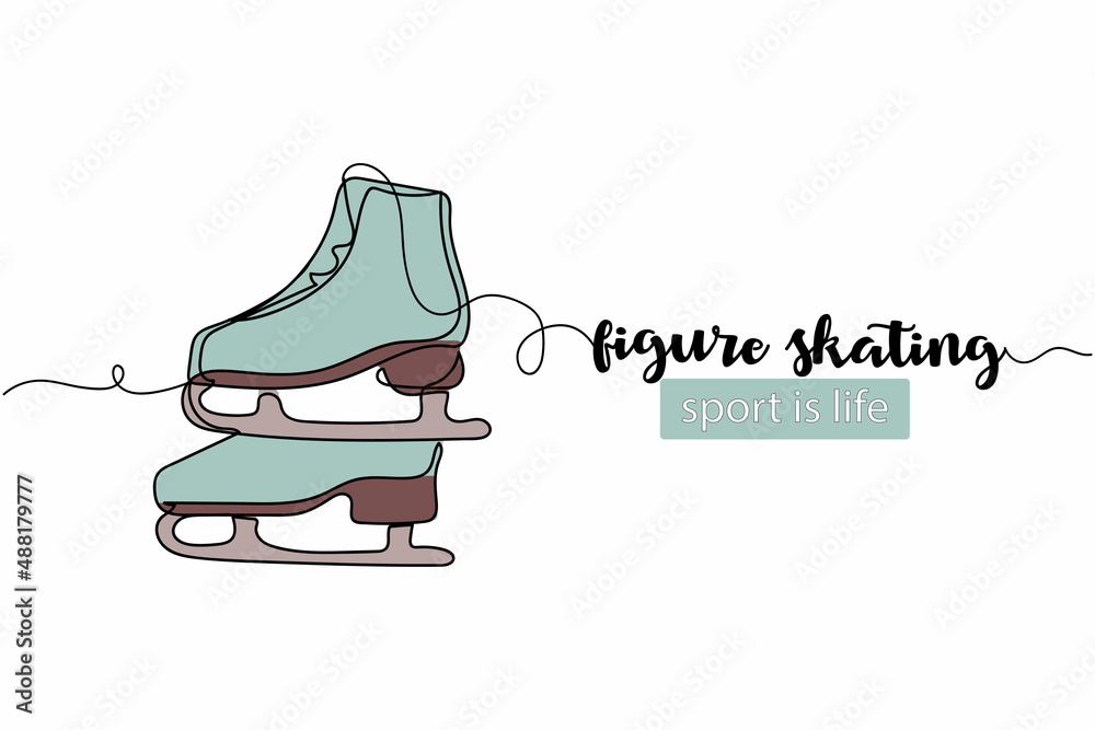 Continuous one simple single abstract line drawing of pair of ice ...