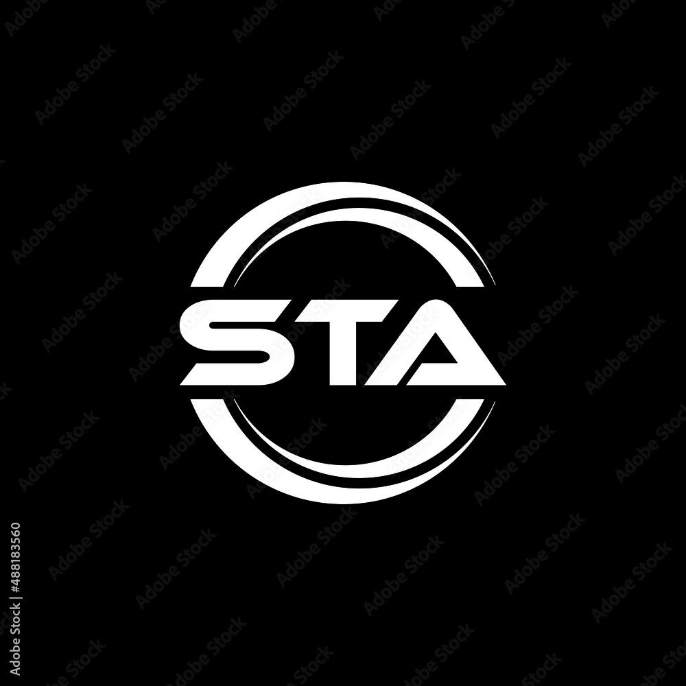 STA letter logo design with black background in illustrator, vector ...
