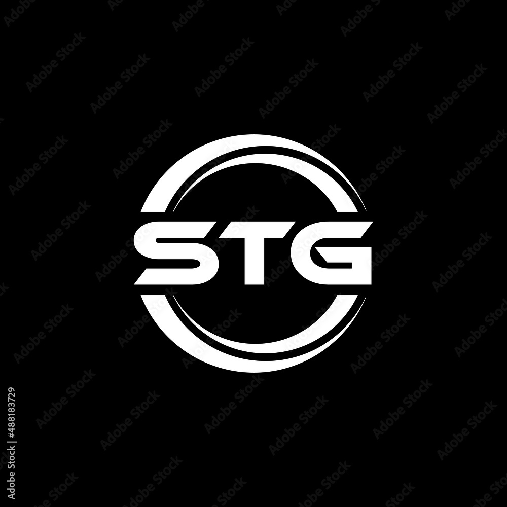 STG letter logo design with black background in illustrator, vector ...
