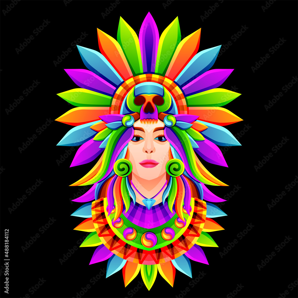 beautiful queen with beautiful colorful crown. character illustrations ...