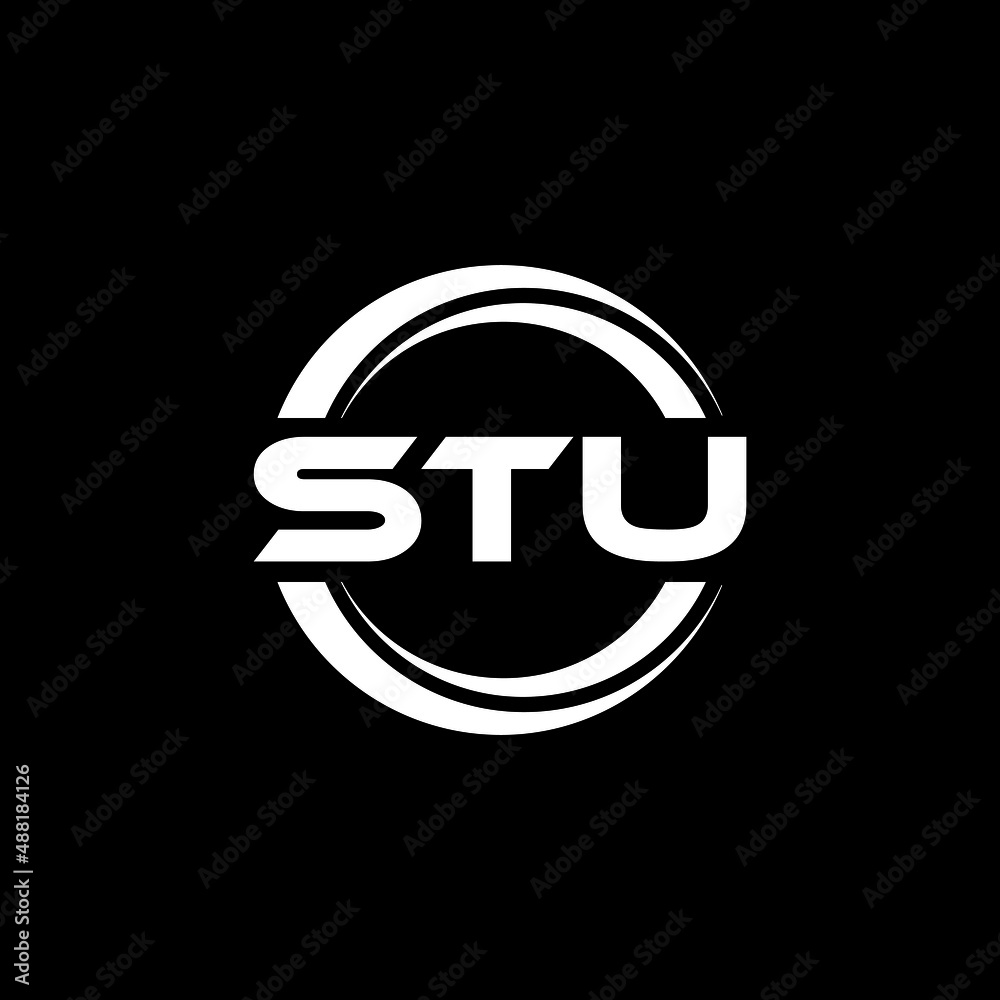 STU letter logo design with black background in illustrator, vector ...