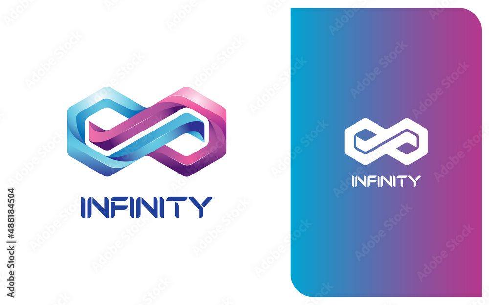 Blue and Purple Motion Infinity Logo vector design template with Blue ...