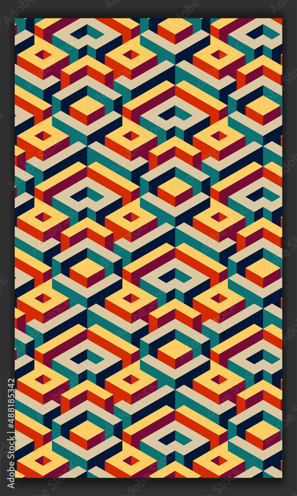 3d isometric pattern vector in soft or pastel colors, 3d cubes abstract ...